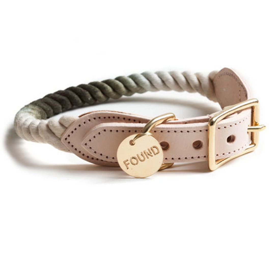 Rope & Leather Dog Collar - Etsy