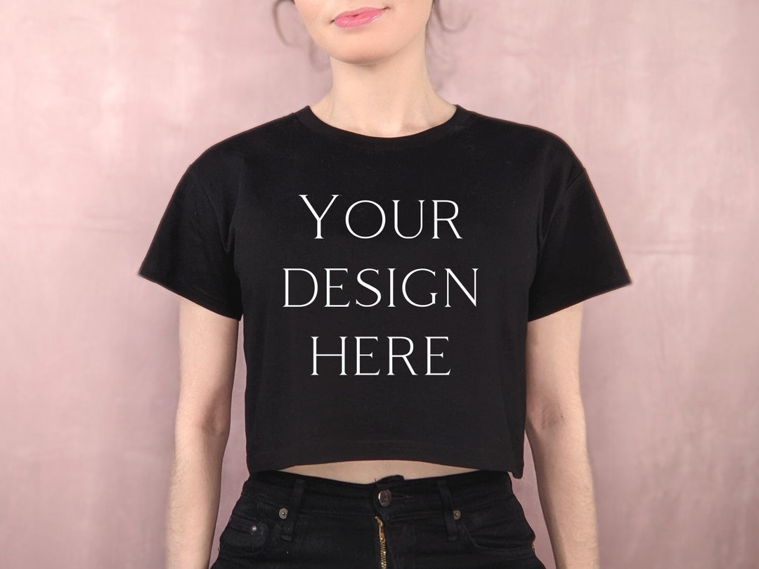 AOP Crop Tee Mockup AOP Crop Top Mock up Black Printify - Etsy