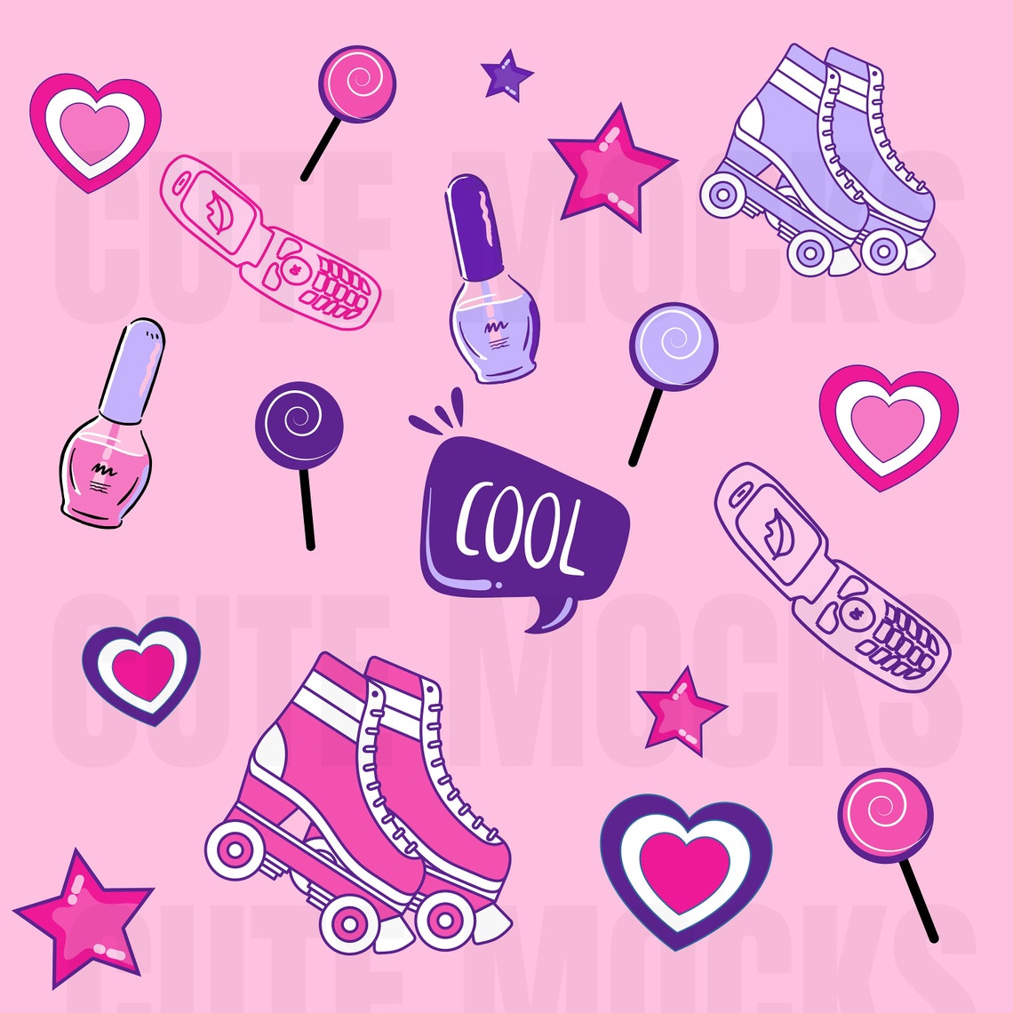 Y2k Pattern Y2k Print Background Aesthetic Collage Cute - Etsy