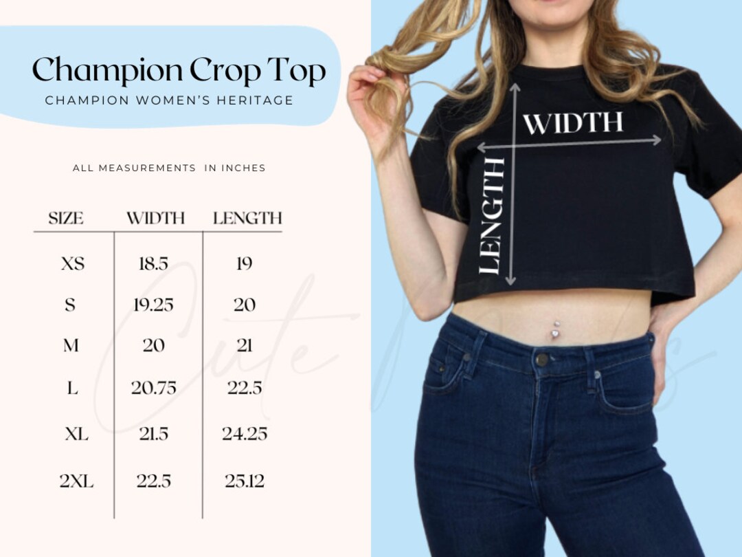 Champion T453W Size Chart Champion T453W Mockup, Champion T453W ...