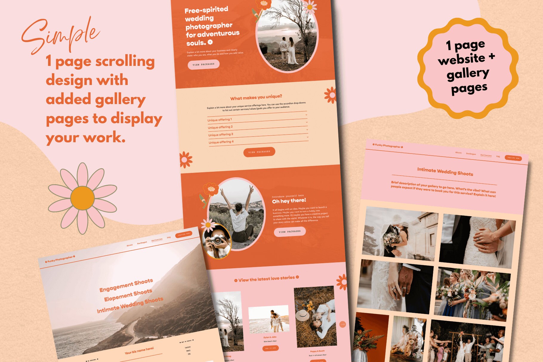 Squarespace Template Funky Photographer Website Template Etsy
