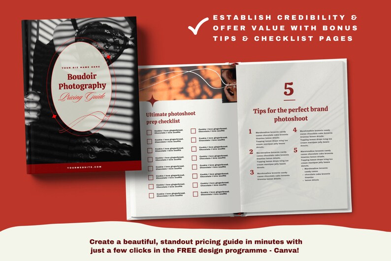 Boudoir Photography Pricing Template | Canva Template for Photographers ...