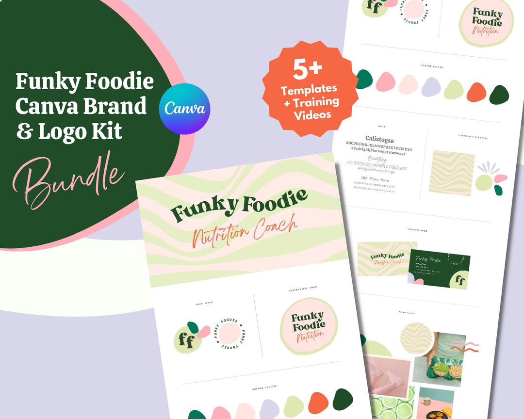Funky Foodie Canva Brand Kit | Nutritionist Logo Template - Etsy