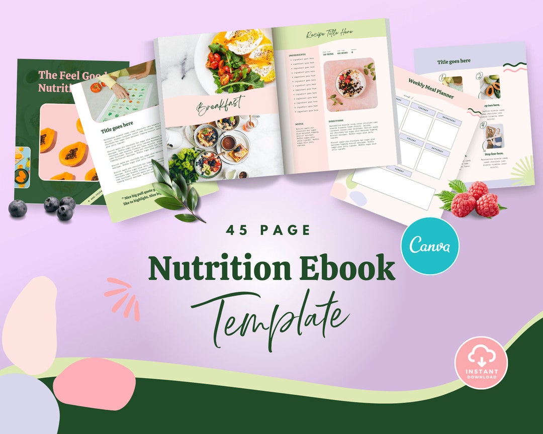 Nutrition Ebook Template Canva | Funky Foodie | Cookbook, Recipe ...