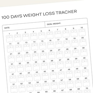 100 Day Weight Loss Tracker, Weight Loss Journal, Weight Loss Goal ...