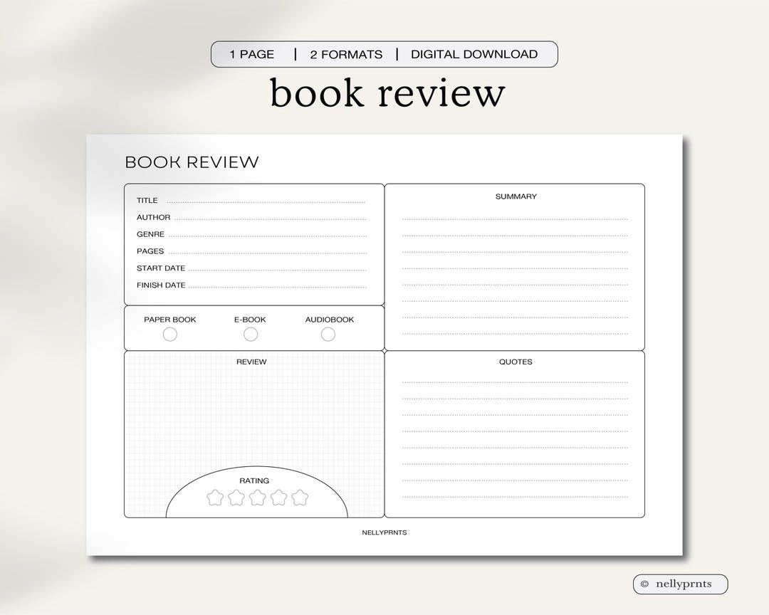 Book Review Template, Printable Journal Page, Book Journal, Kids ...