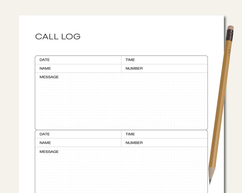 Printable Call Log: Daily Phone Call Tracker (digital Download) - Etsy