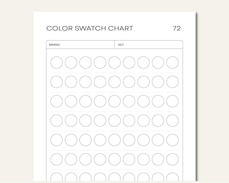 Printable Color Swatch Chart: Marker Test Template (digital Download ...
