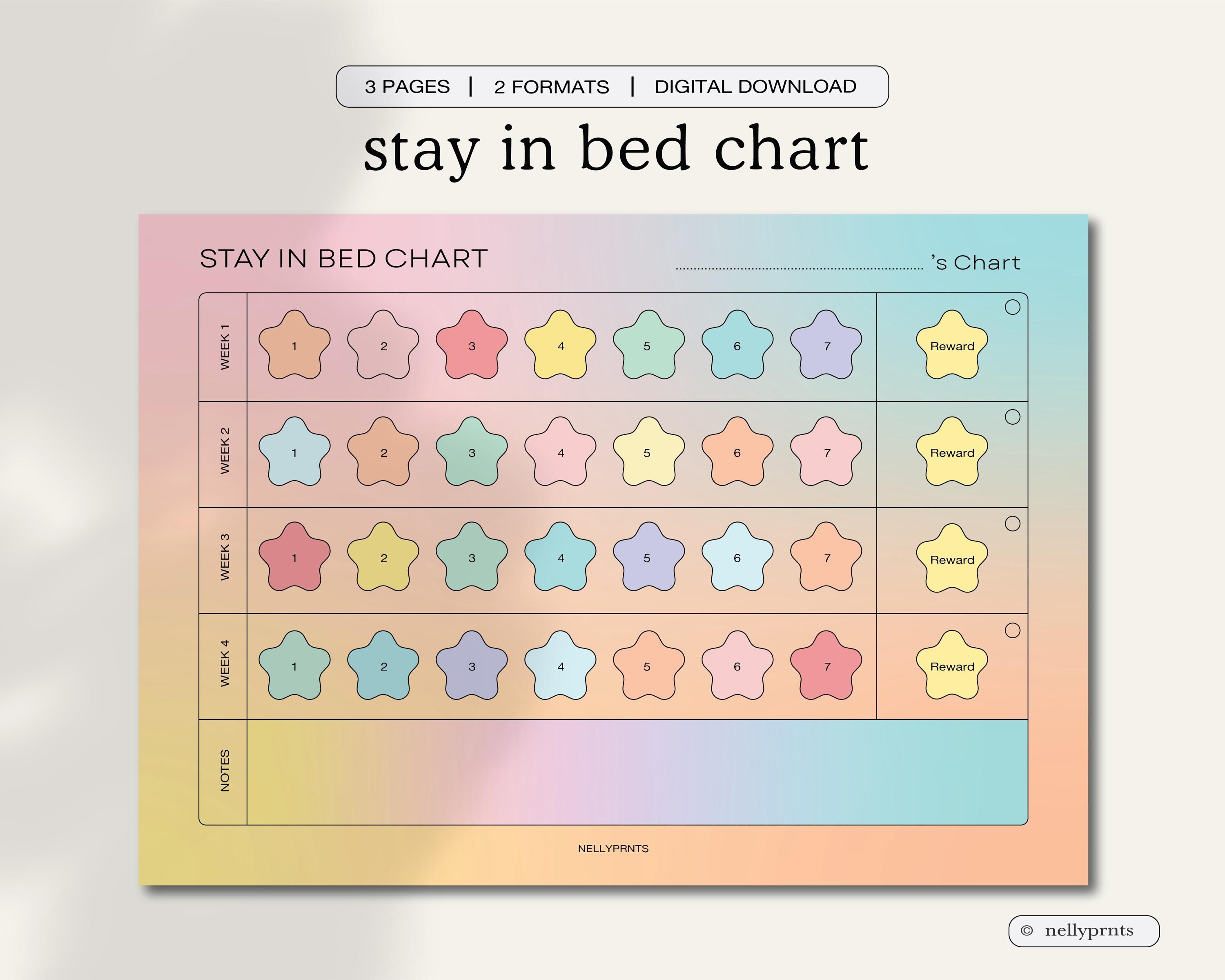 Stay in Bed Reward, Stay in Bed Chart, Bedtime Chart, Reward Chart ...