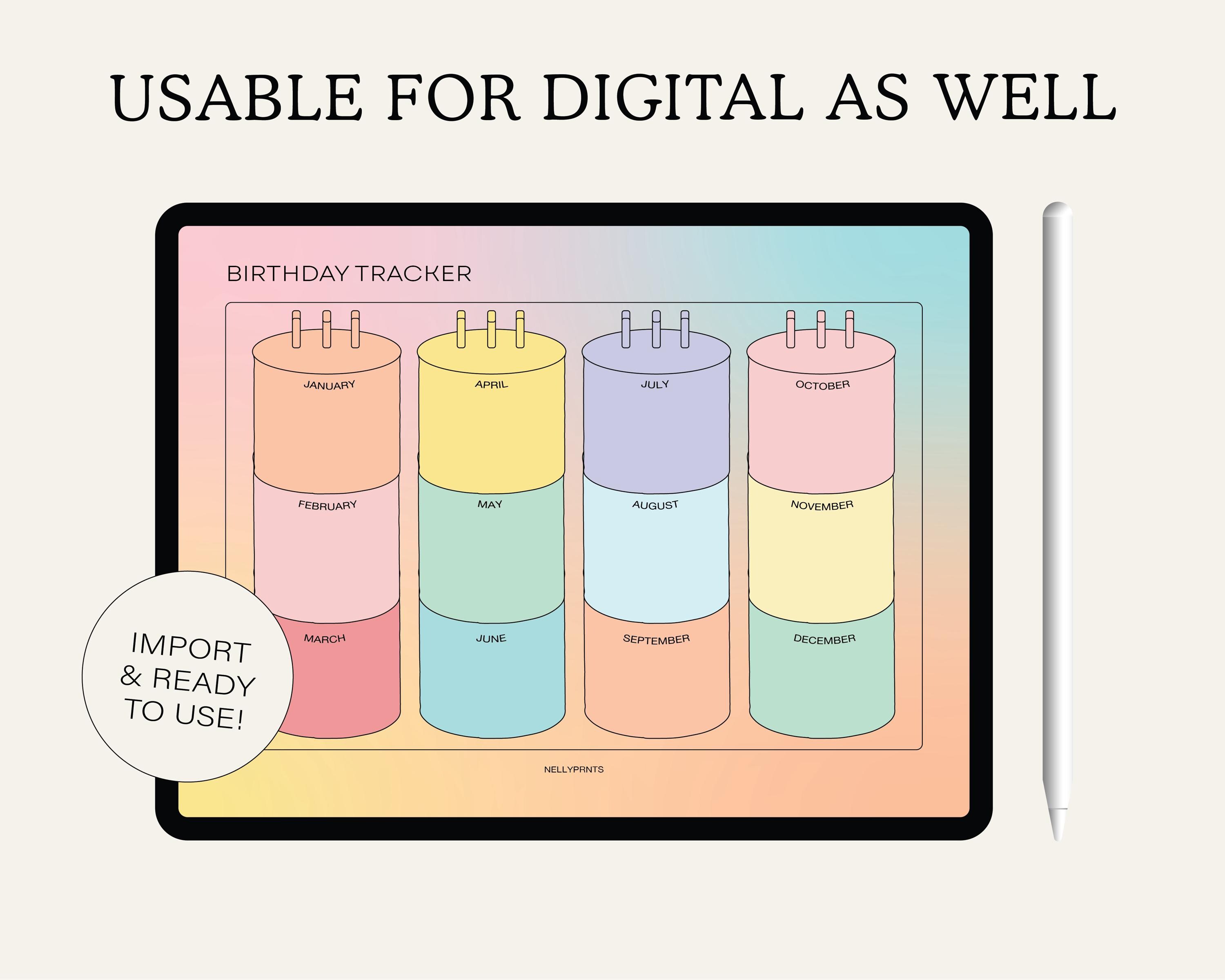 Birthday Tracker, Birthday Calendar, Birthday Tracker Printable ...
