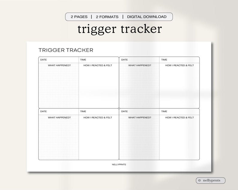Trigger Tracker, Therapy Worksheet, Therapy Journal, Response to ...