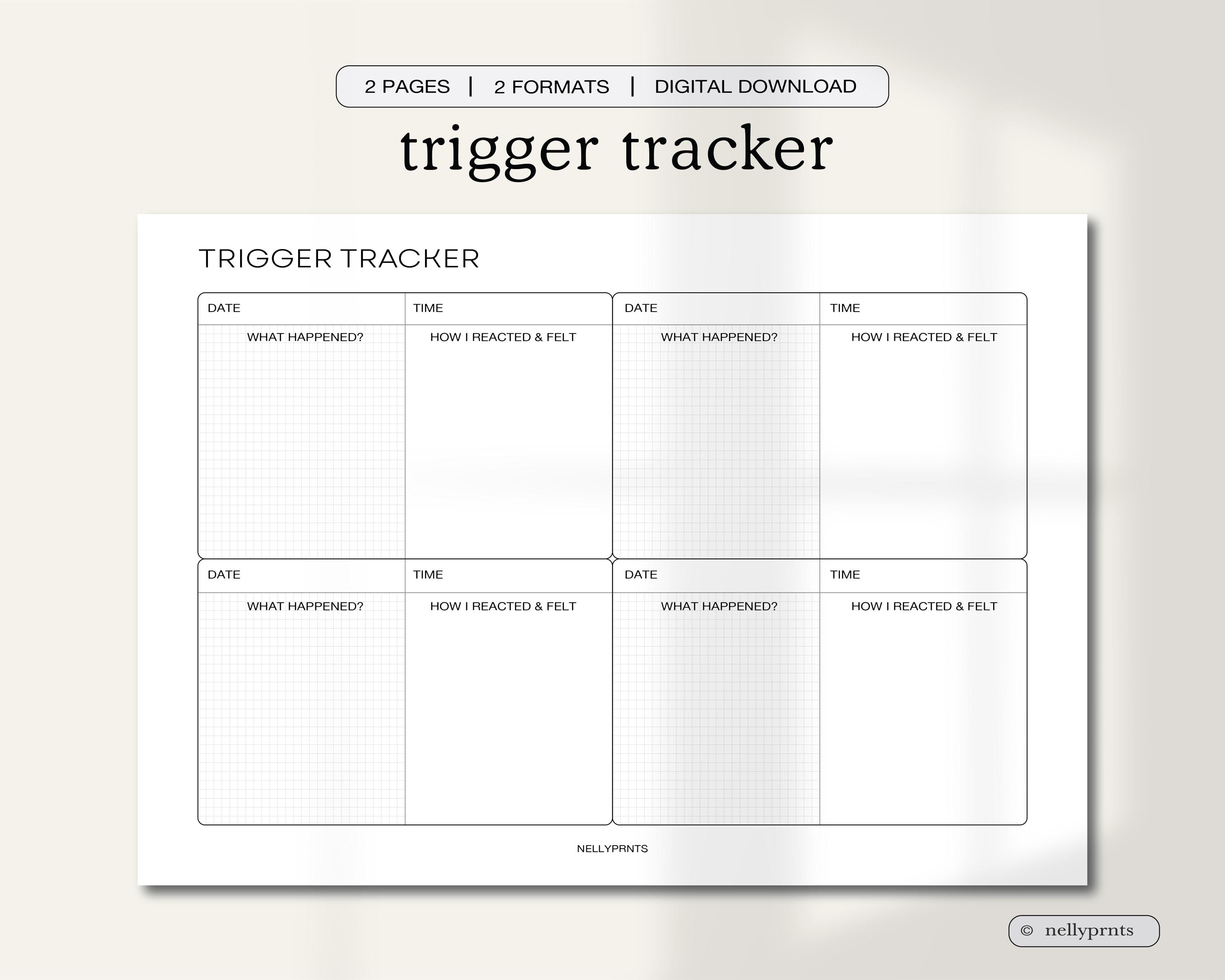 Trigger Tracker, Therapy Worksheet, Therapy Journal, Response to ...