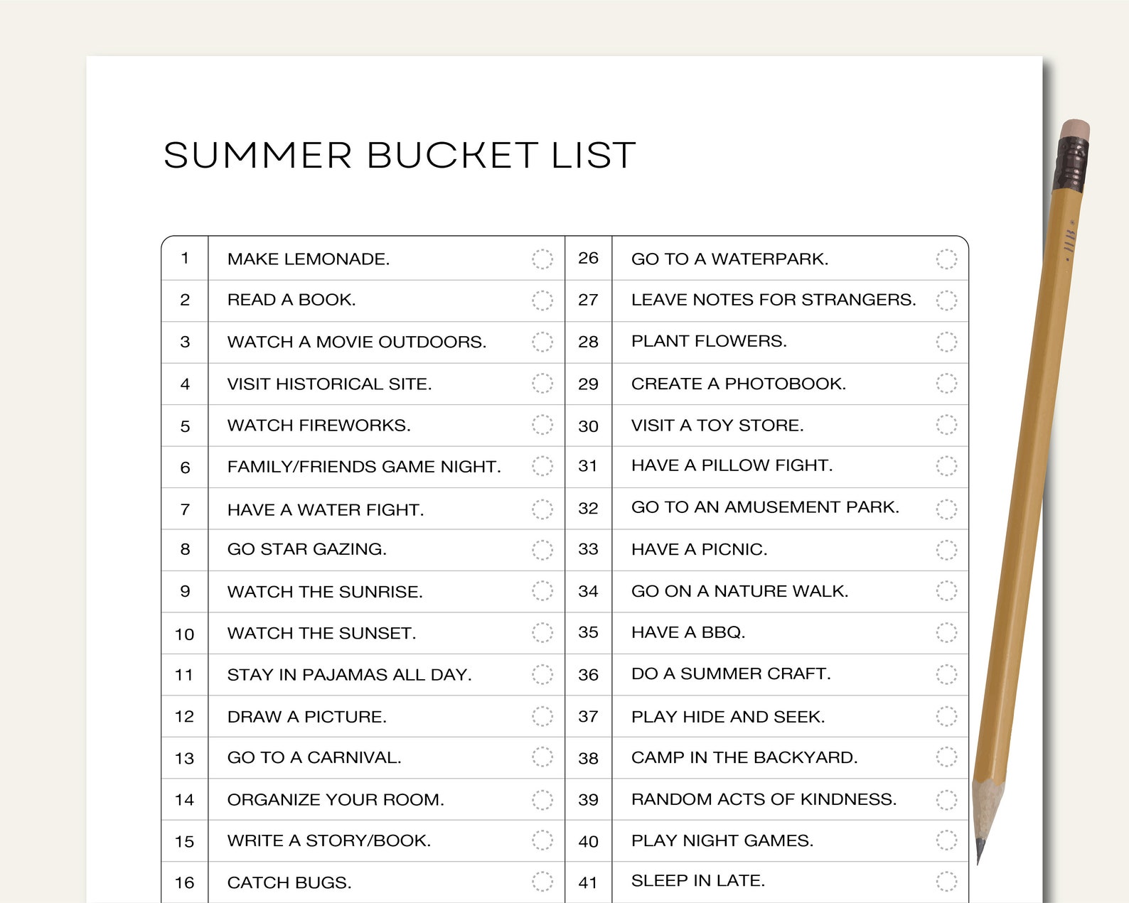 Summer Bucket List Printable, Summer Activities Checklist, Family ...