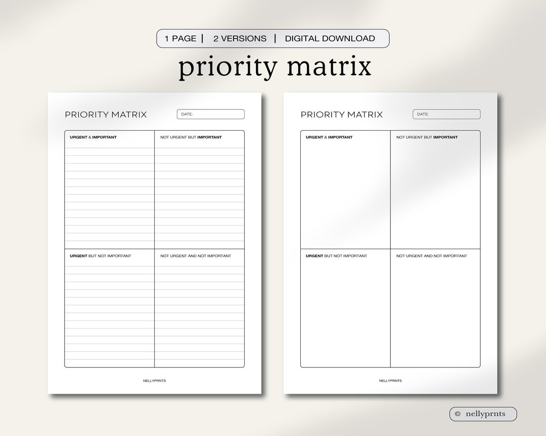 Priority Matrix, Task Planner, Task Organizer, Decision Matrix ...