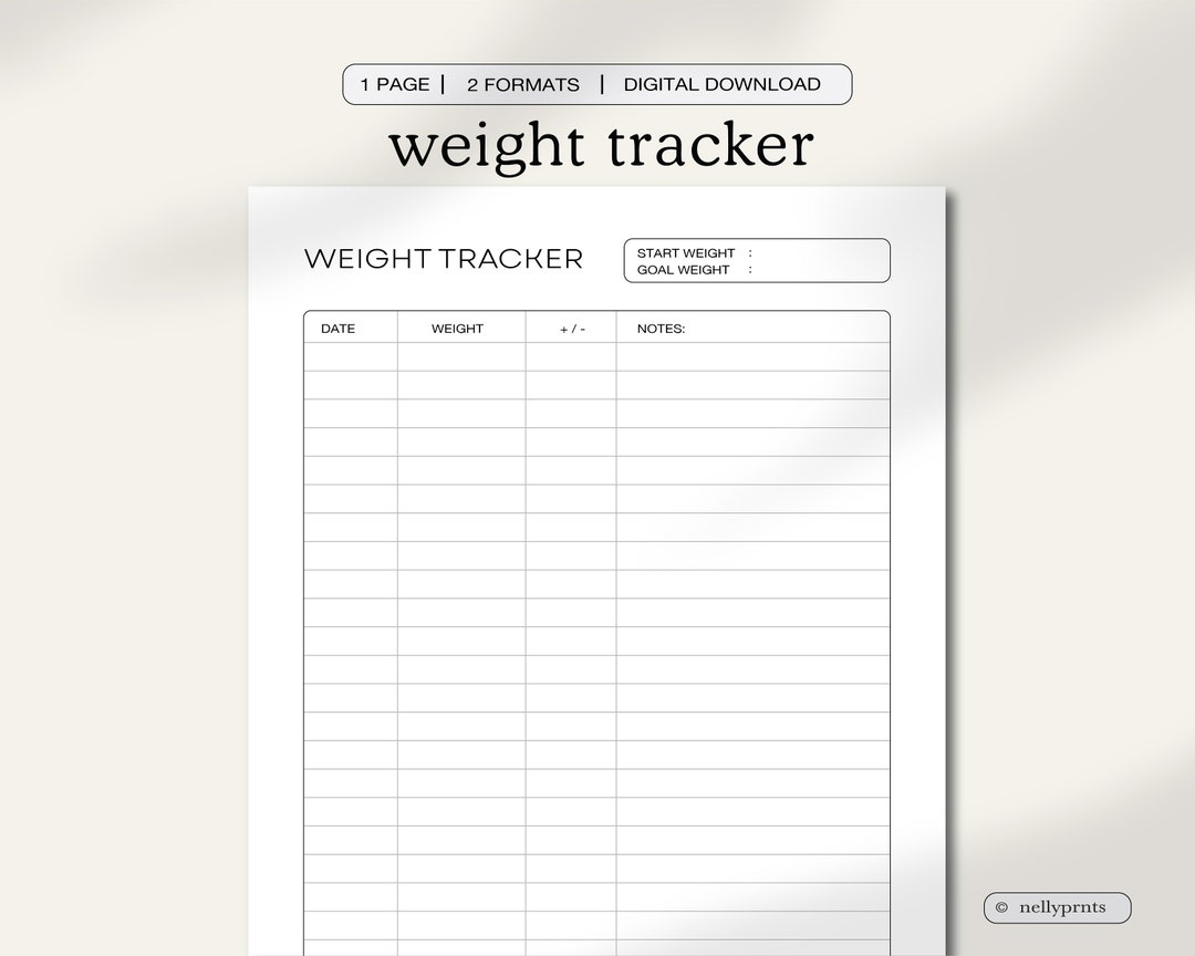 Weight Tracker Printable, Weight Planner, Weight Log Template, Weight ...
