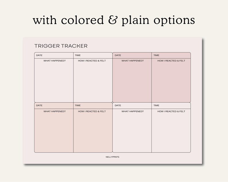 Trigger Tracker, Therapy Worksheet, Therapy Journal, Response to ...