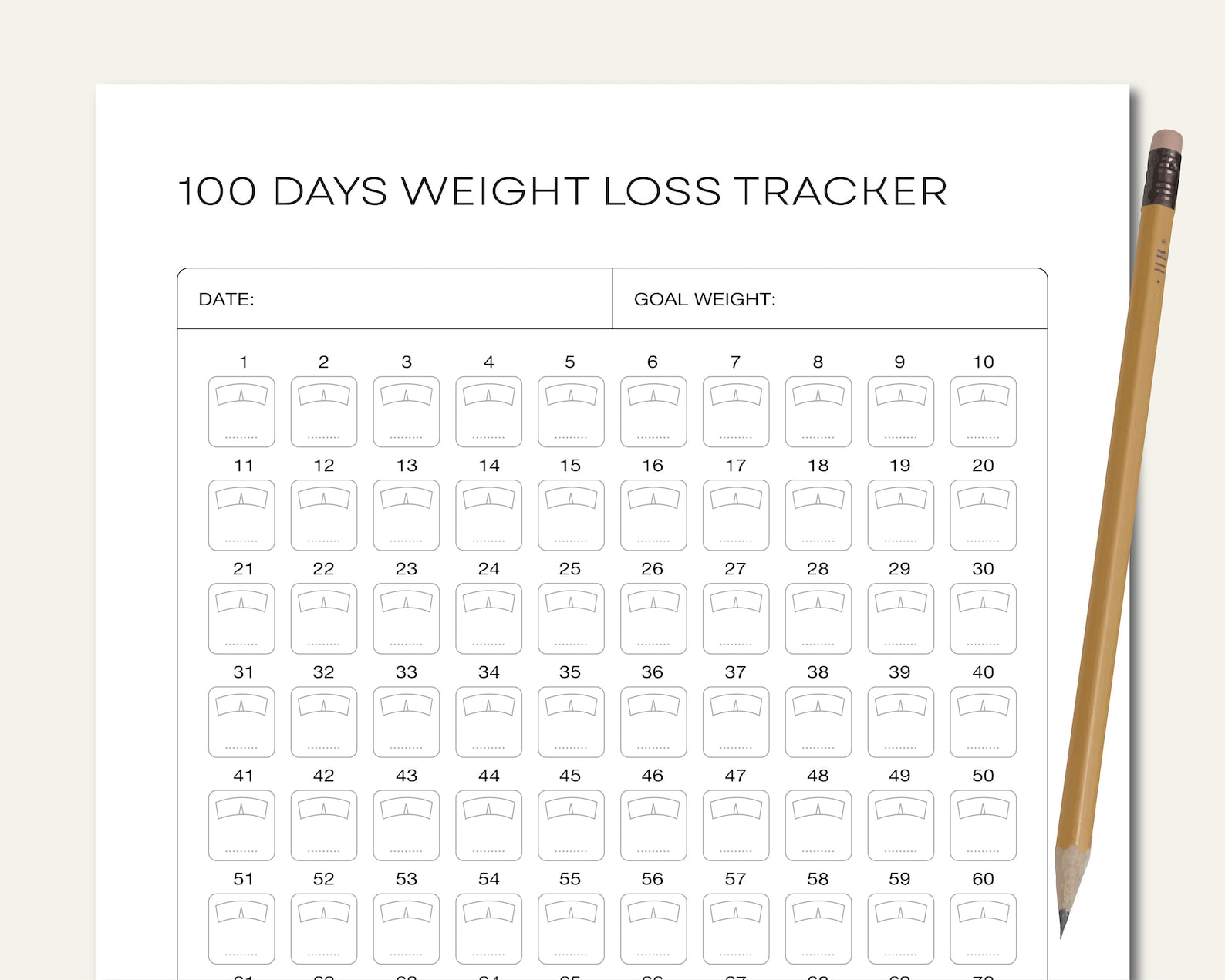 100 Day Weight Loss Tracker, Weight Loss Journal, Weight Loss Goal ...