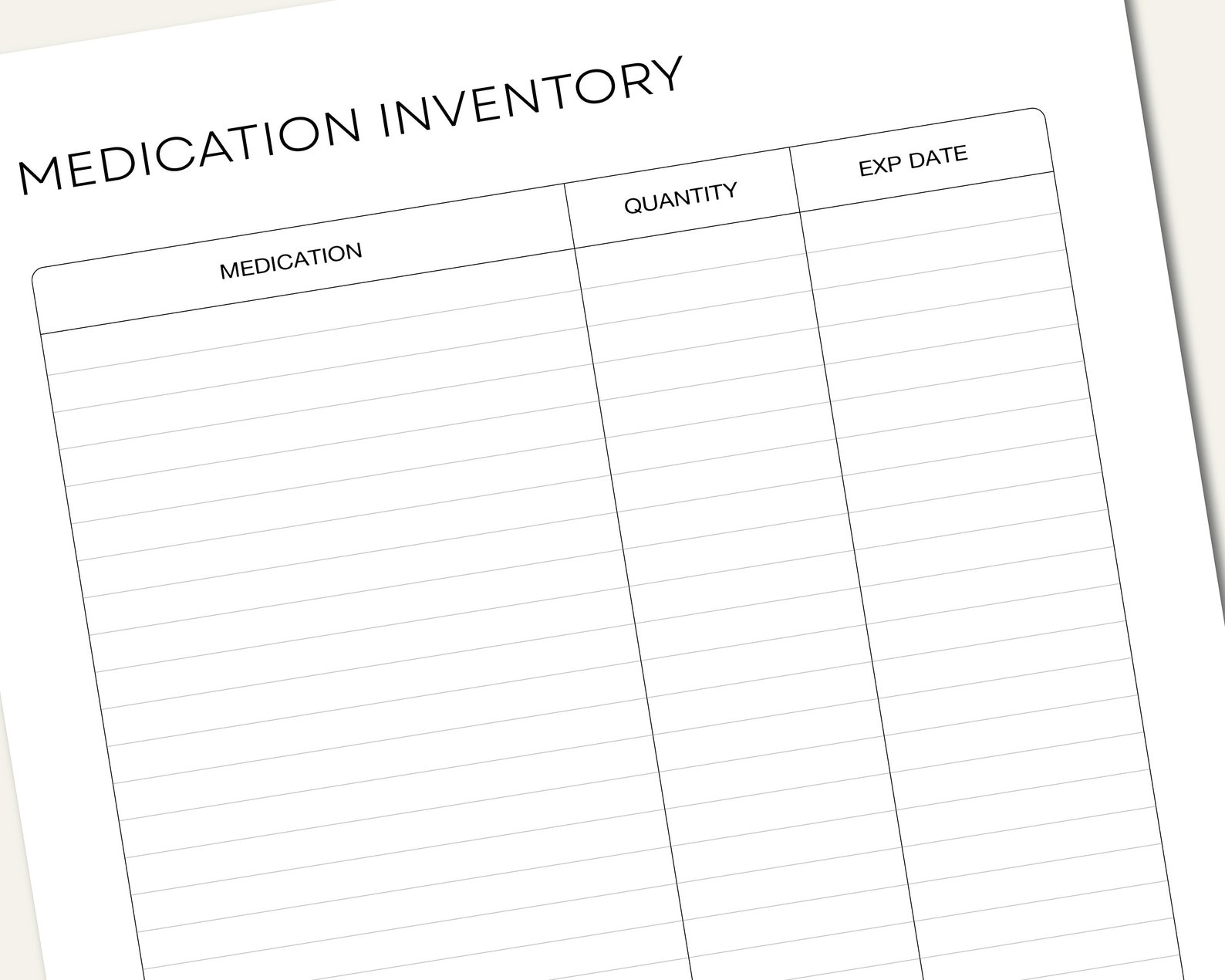 Medication Inventory Template, Medicine Cabinet Inventory, Medication ...