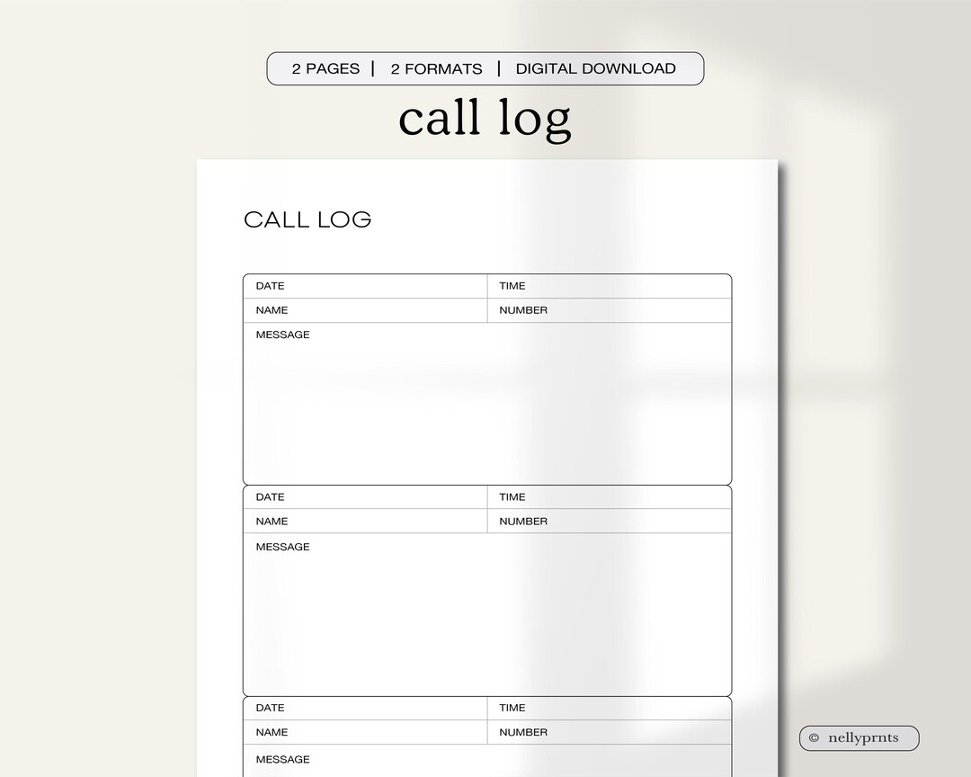 Printable Call Log: Daily Phone Call Tracker (digital Download) - Etsy