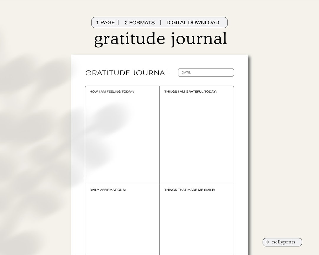 Gratitude Journal Printable, Daily Gratitude Journal, Gratitude Diary ...