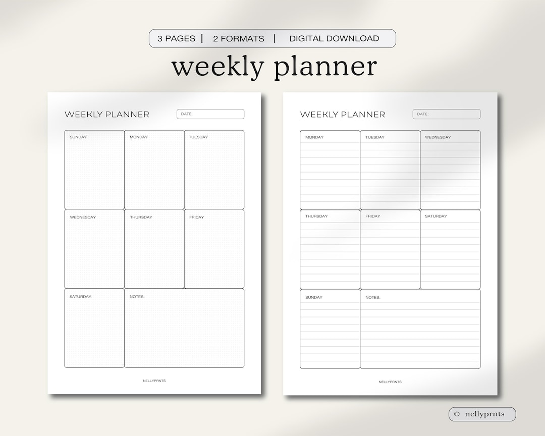Simple Weekly Planner, Printable to Do List, Weekly Planner, Weekly ...