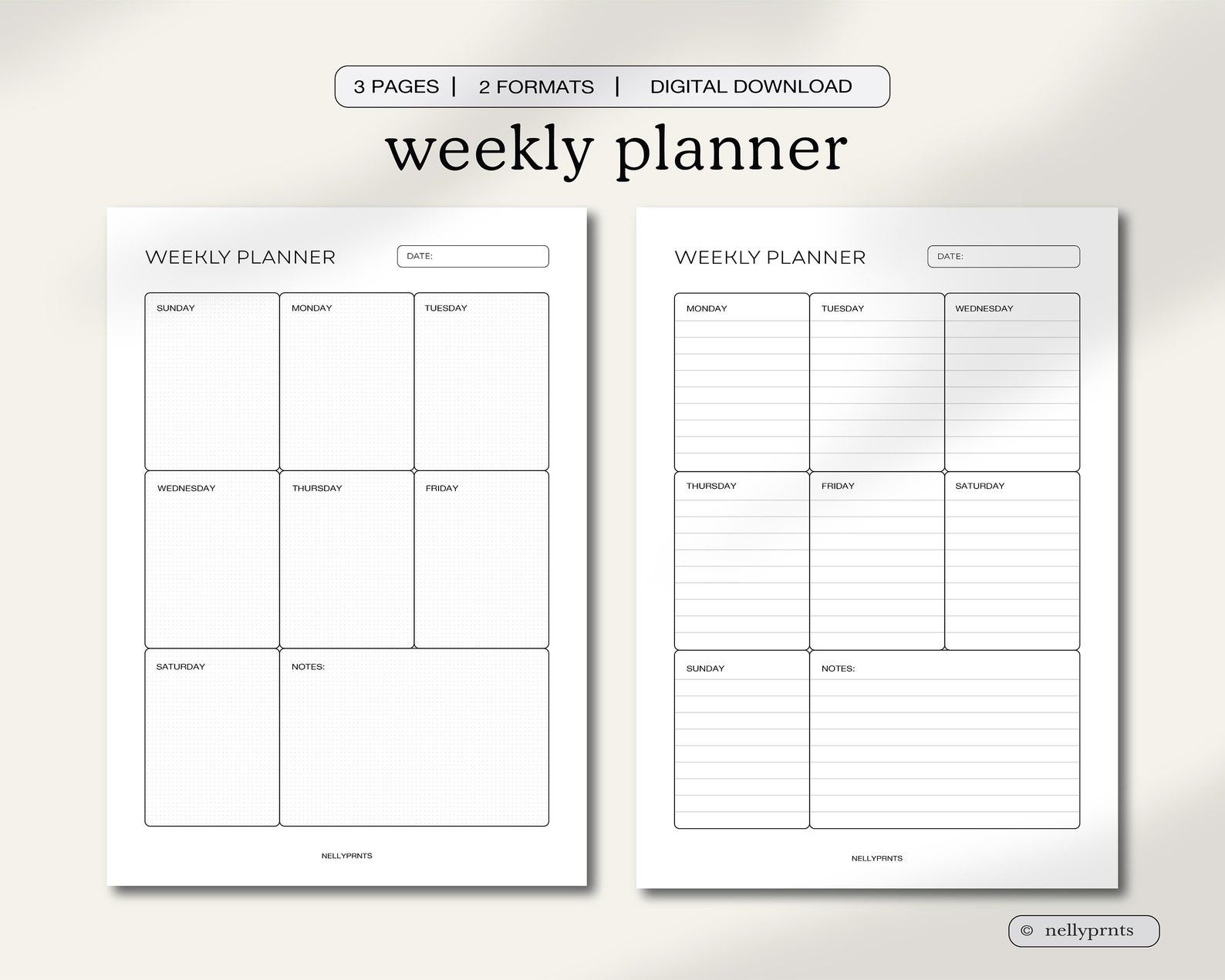 Simple Weekly Planner, Printable to Do List, Weekly Planner, Weekly ...