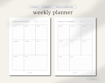 Weekly Planner Printable to Do List, Minimal Weekly Schedule, Weekly ...