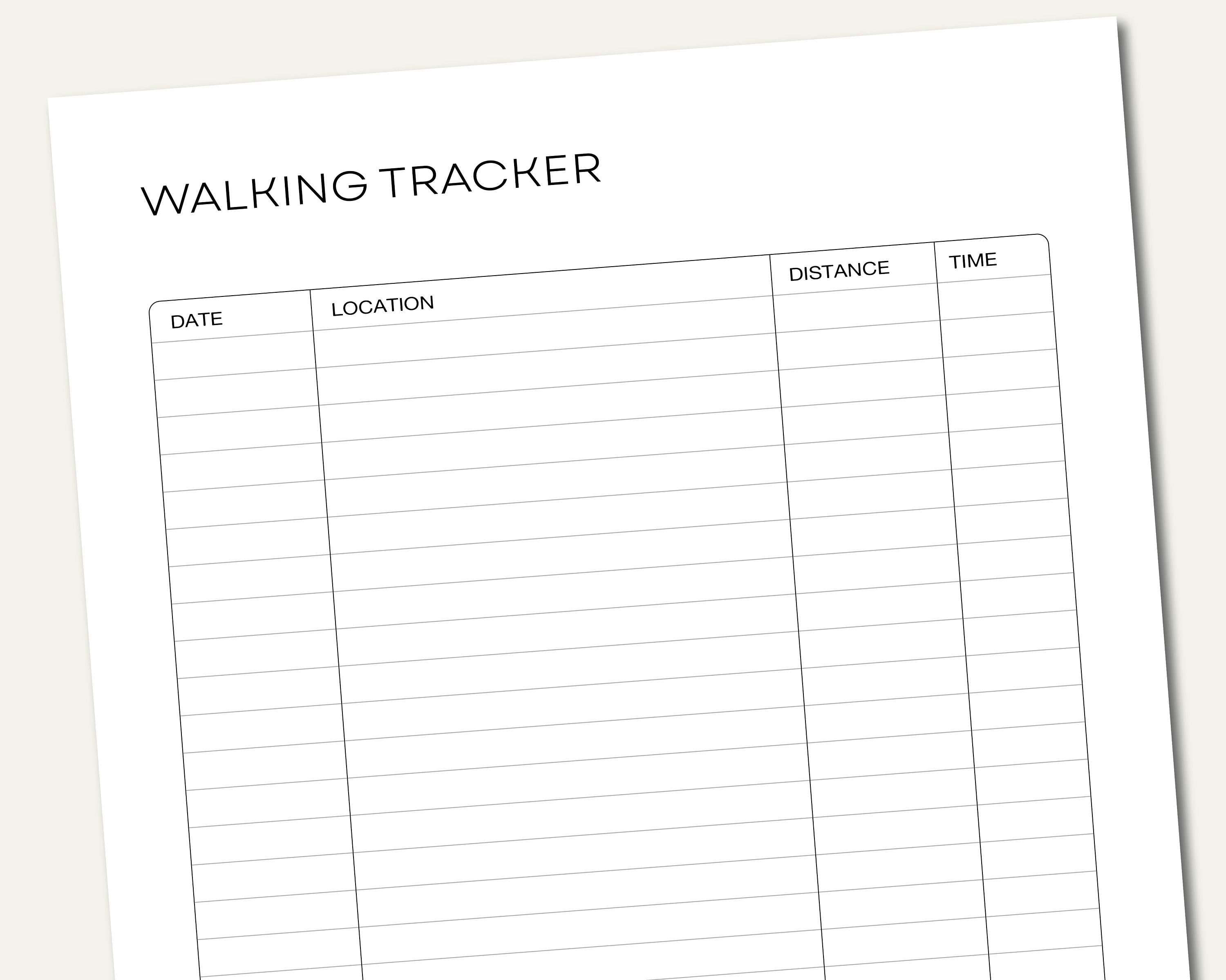 Walking Tracker Printable, Walking Log, Daily Exercise Planner, Walking ...