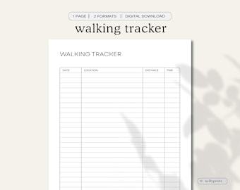 Walking Tracker Printable, Walking Journal, Walking Log, Daily Exercise ...