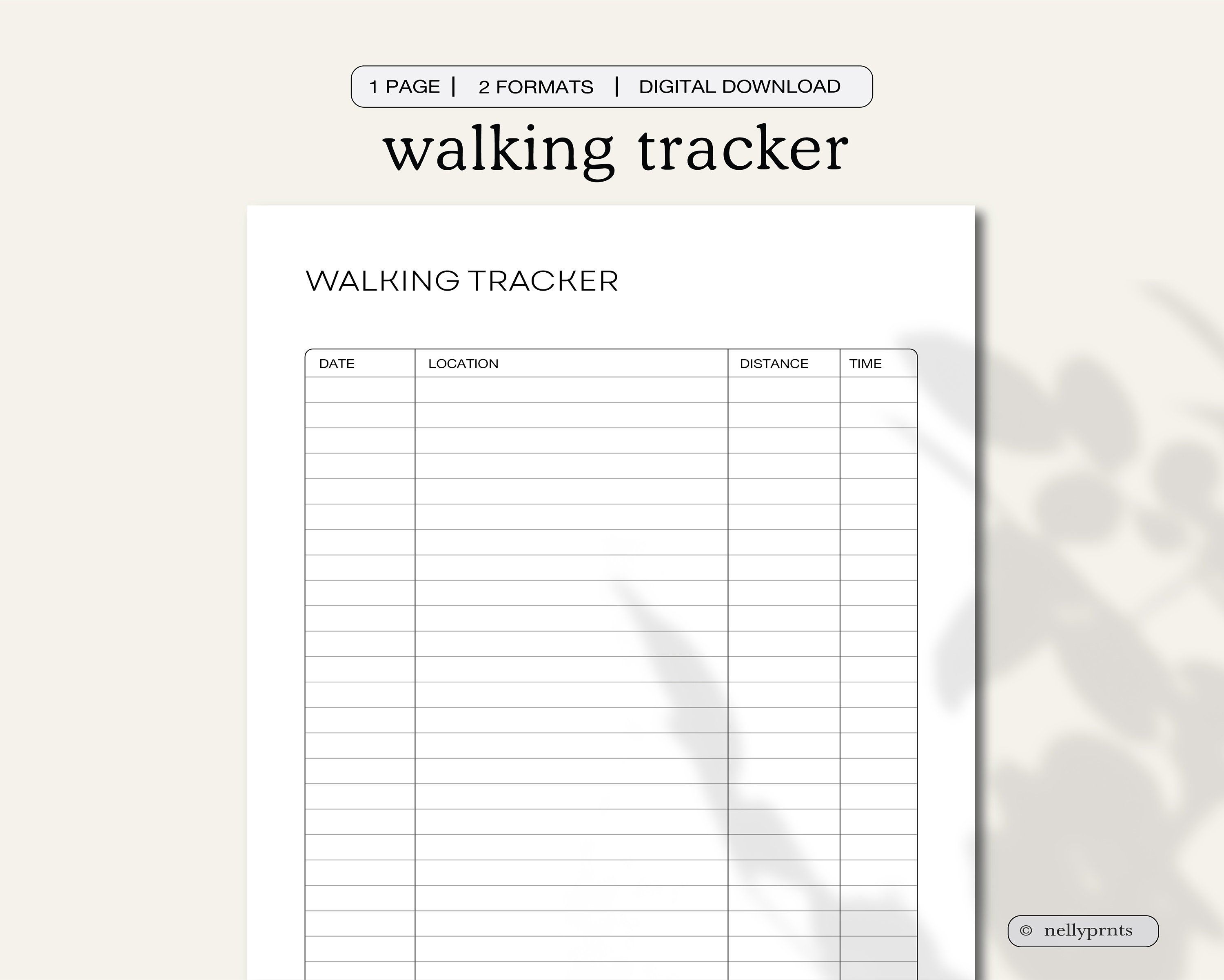 Walking Tracker Printable, Walking Log, Daily Exercise Planner, Walking ...
