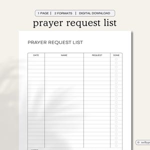 Prayer Request List, Prayer Request Sheet, Intercessory Prayer, Prayer ...