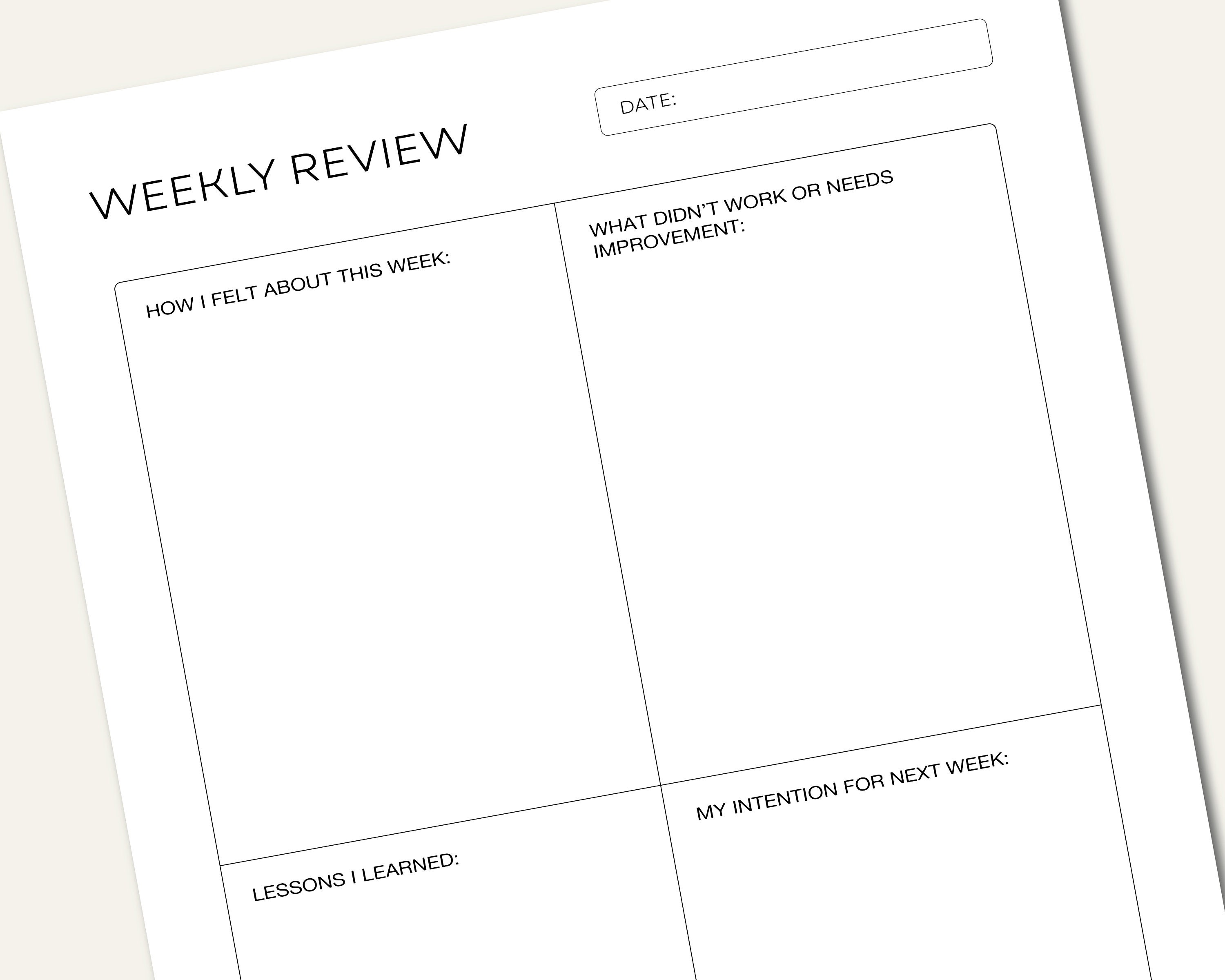 Weekly Review Printable, Printable Weekly Review, Weekly Reflection ...