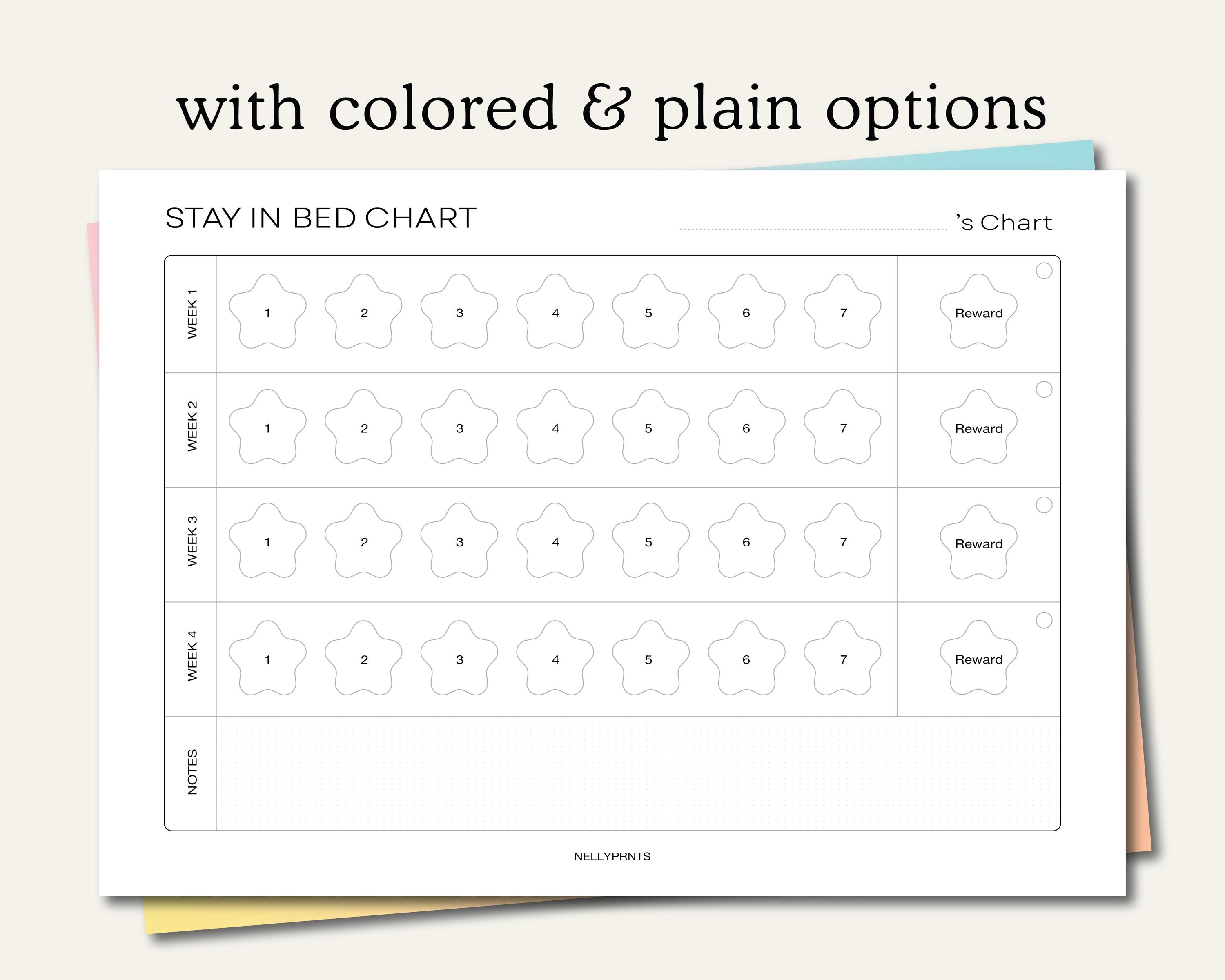 Stay in Bed Reward, Stay in Bed Chart, Bedtime Chart, Reward Chart ...