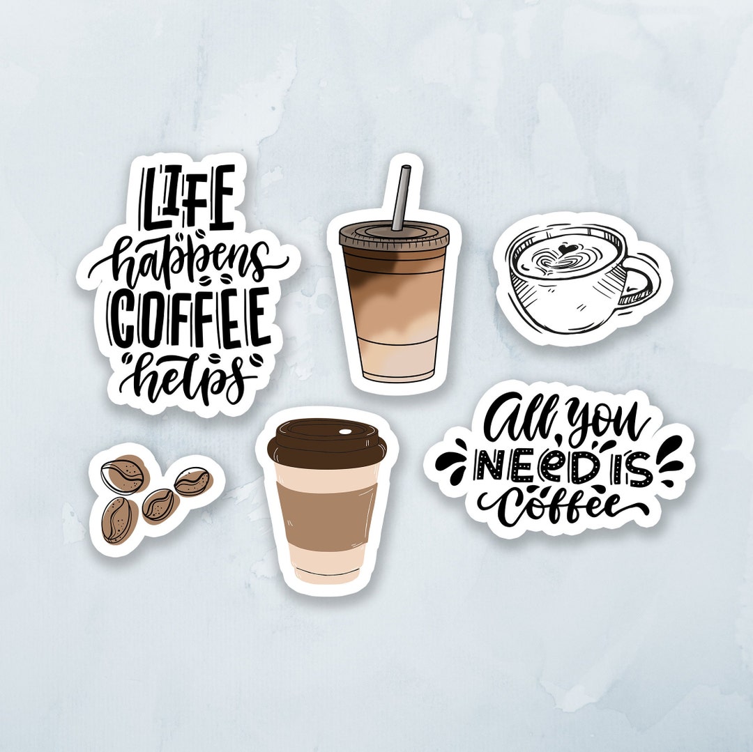 Coffee Lover Sticker Pack | Cute Stickers | Decals for Water Bottle ...
