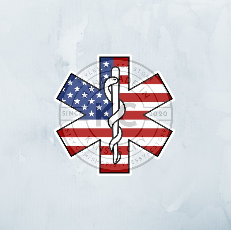 Star of Life Flag Sticker EMS Sticker Medical First - Etsy