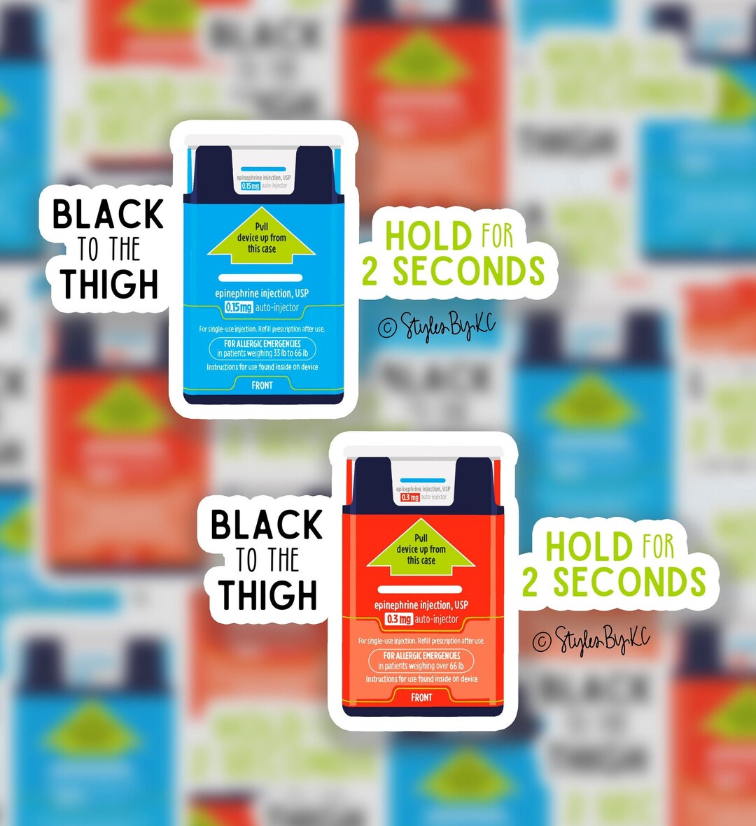 Epinephrine Injectors | Sticker | 2 COLOR OPTIONS | Hand-drawn ...