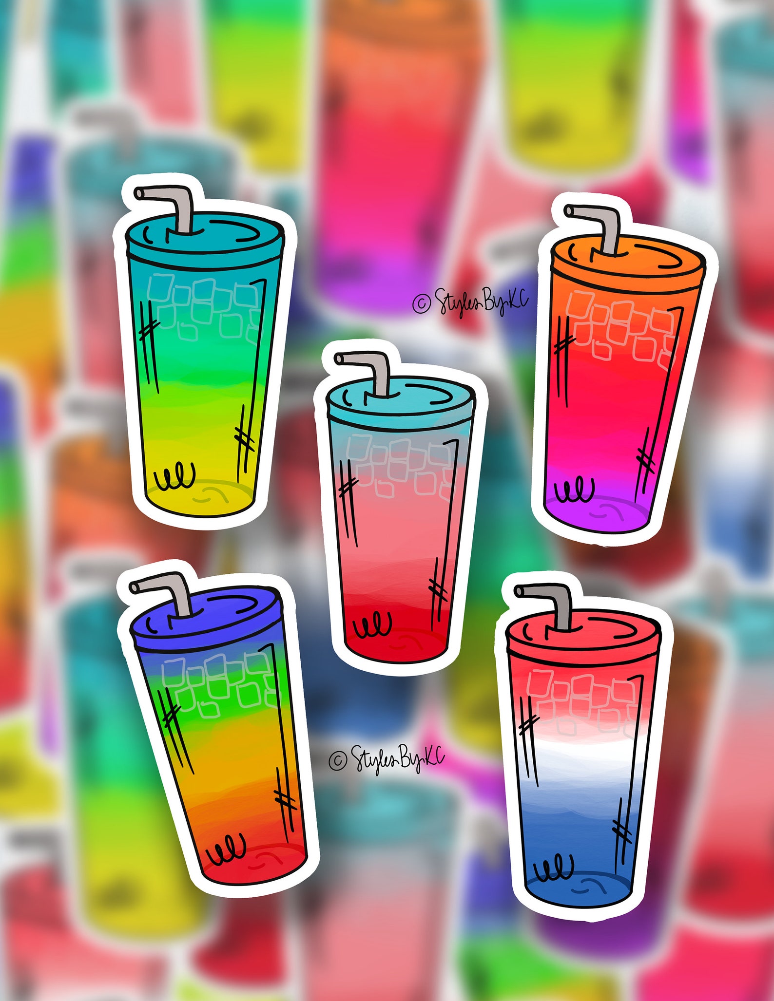 Loaded Tea Cup Sticker 5 Color Options Iced Tea Cute - Etsy