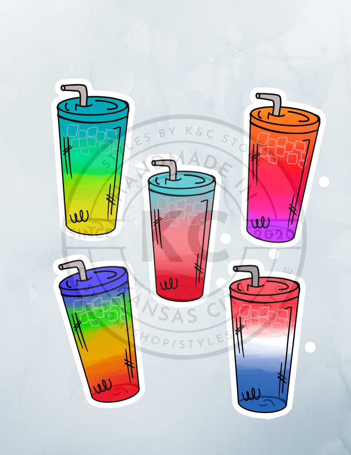 Loaded Tea Cup Sticker 5 Color Options Iced Tea Cute - Etsy