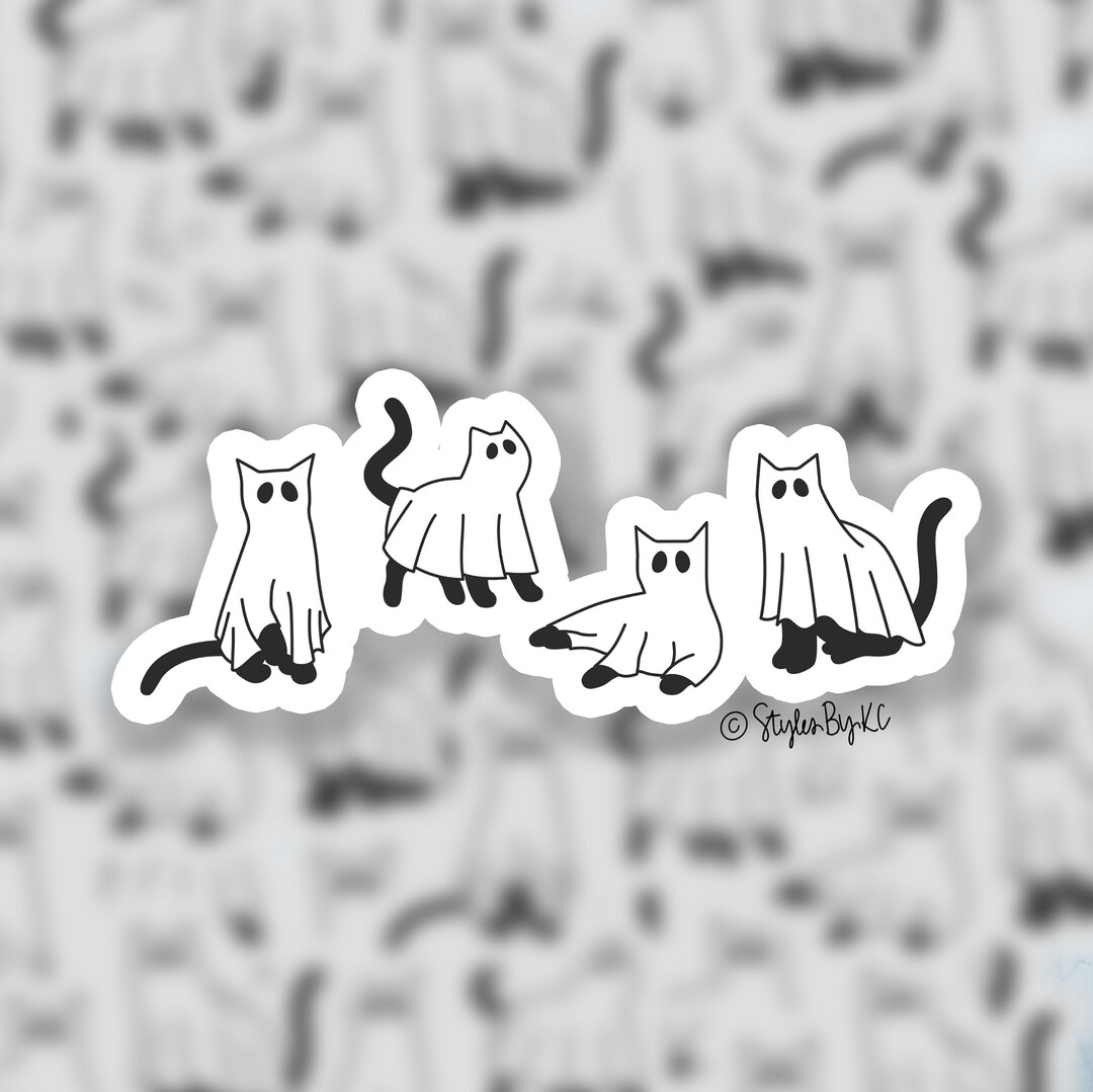 Spooky Ghost Cats | Sticker | Cute Halloween Sticker | Fall Seasonal ...