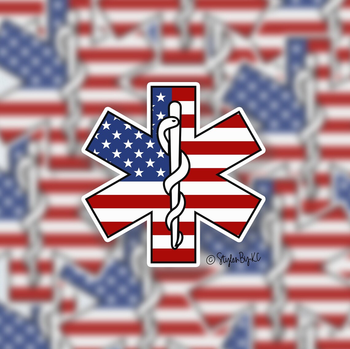 Star of Life Flag Sticker EMS Sticker Medical First - Etsy