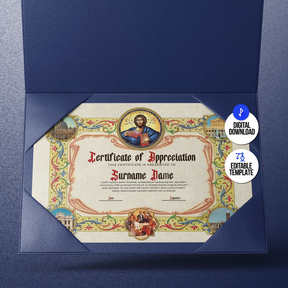 Printable Catholic Church Certificate Template: Papal Blessing ...