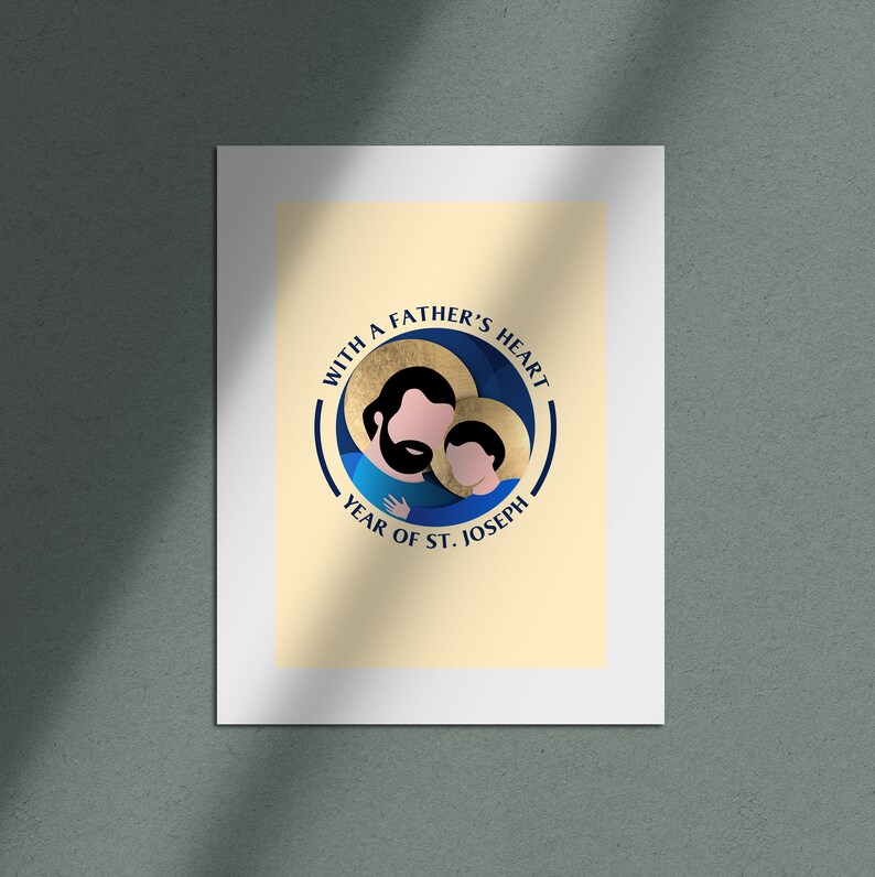 Saint Joseph Logo Vector St. Joseph With Jesus Child, SVG for Cut Files ...