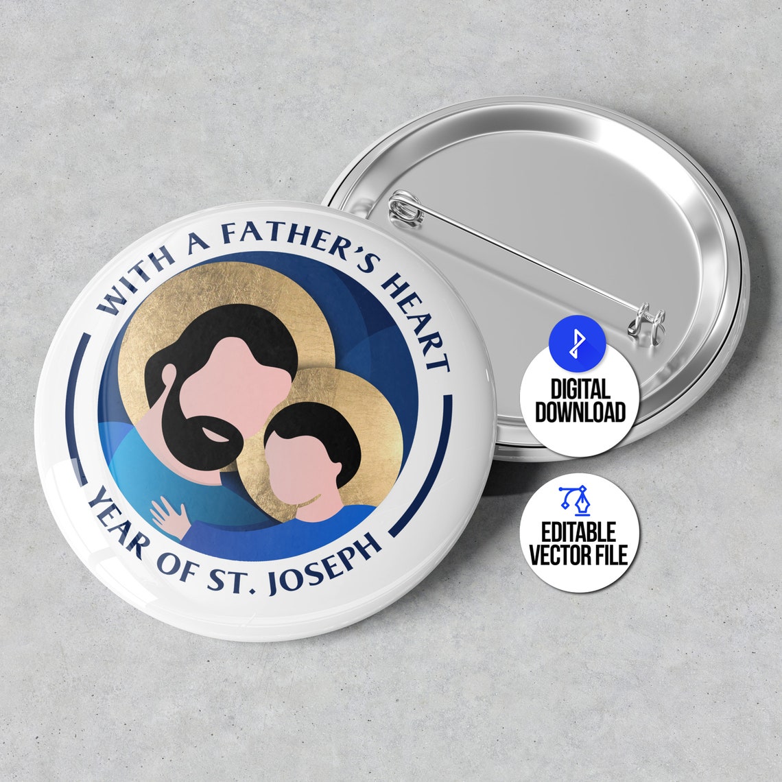 Saint Joseph Logo Vector St. Joseph With Jesus Child, SVG for Cut Files ...