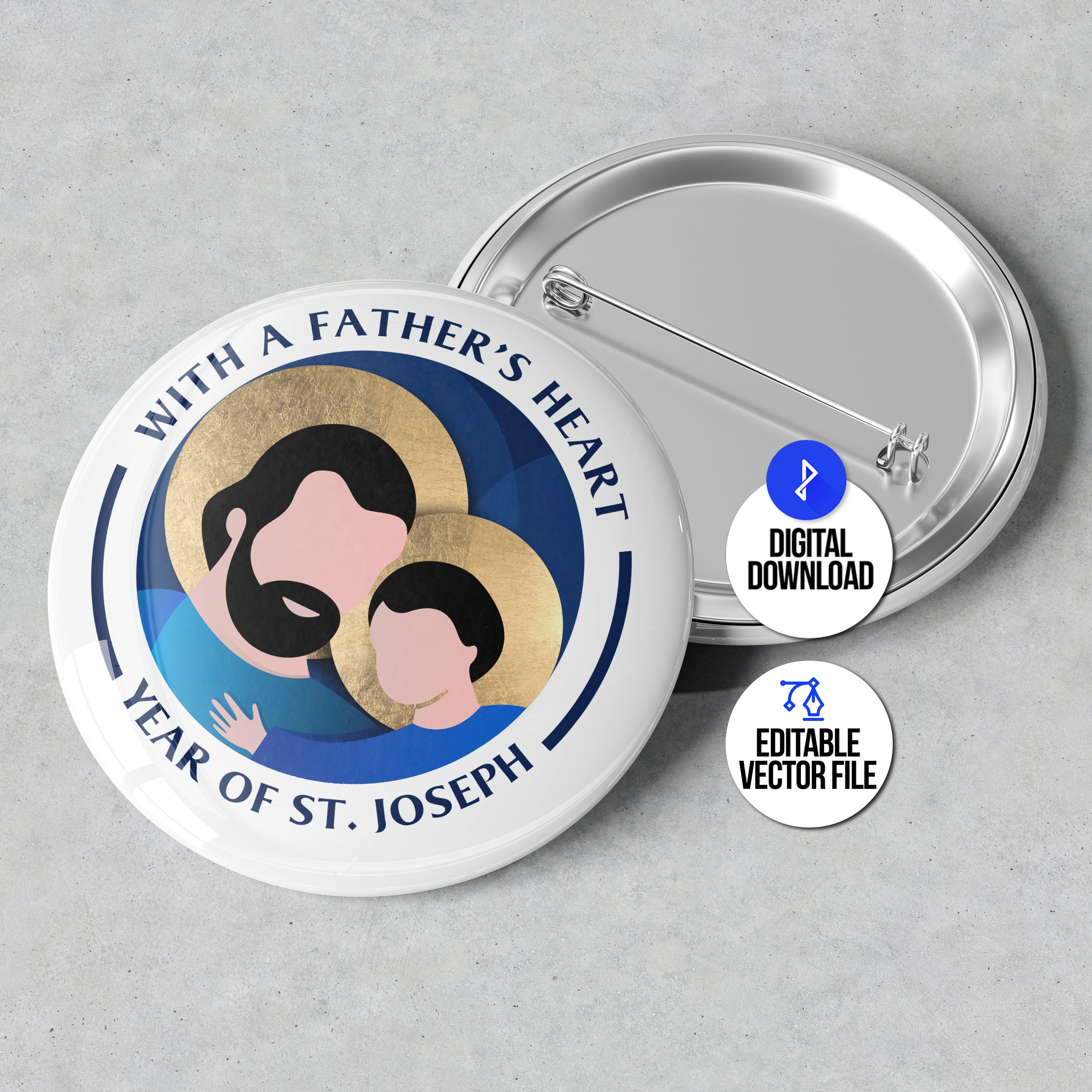 Saint Joseph Logo Vector St. Joseph With Jesus Child, SVG for Cut Files ...