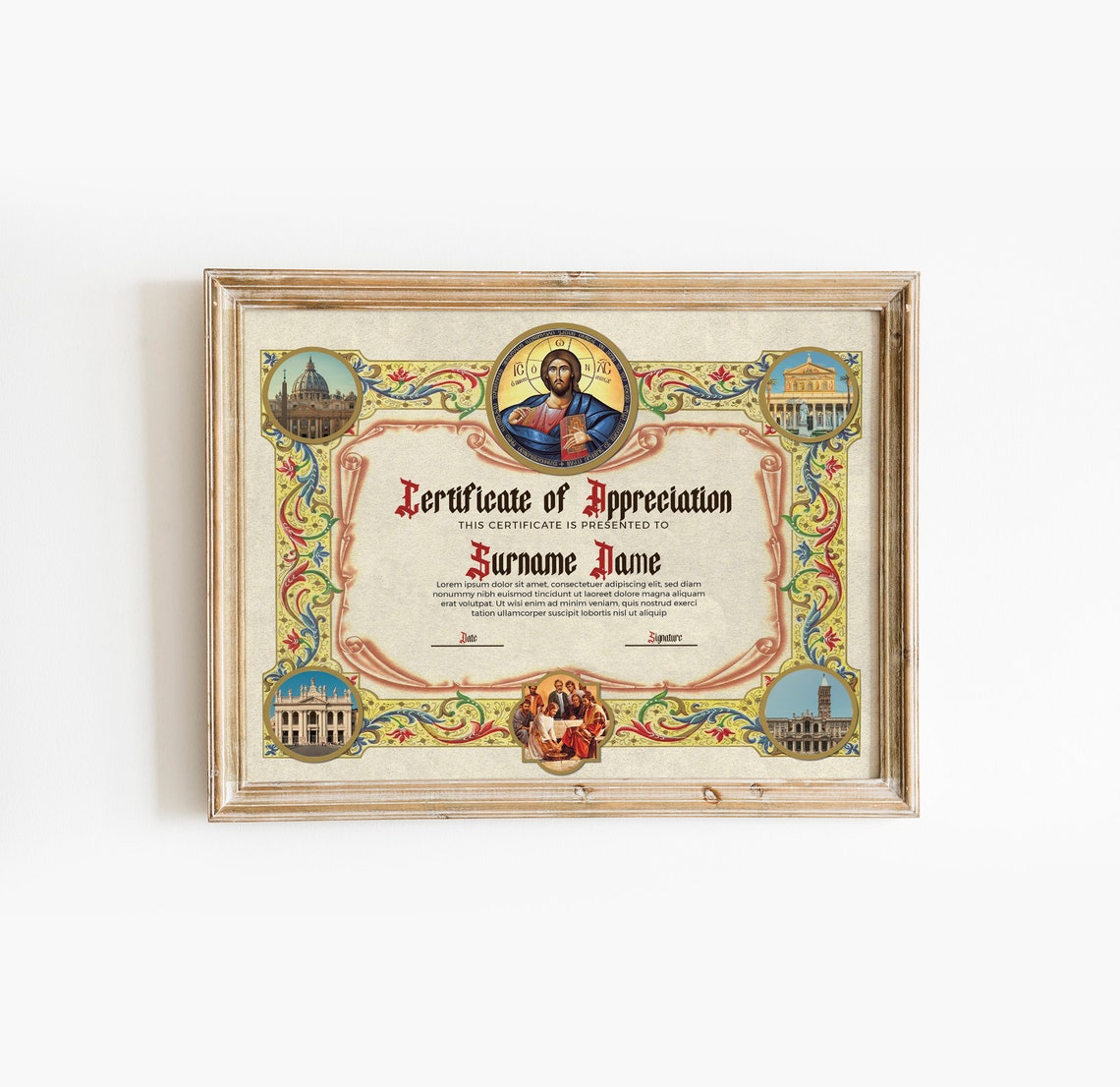 Printable Catholic Church Certificate Template: Papal Blessing ...