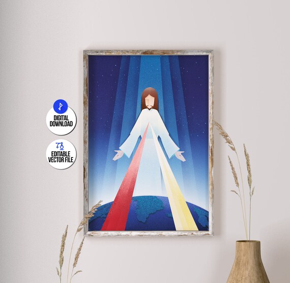 Jesus Divine Mercy Illustration Catholic Printable Wall Art - Etsy