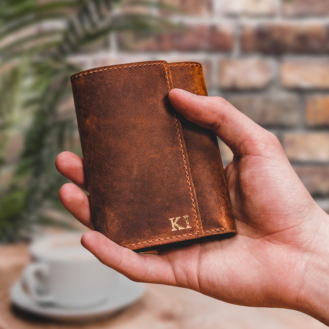 TRIFOLD MENS WALLET, Men's Leather Trifold Wallet Handmade Leather ...
