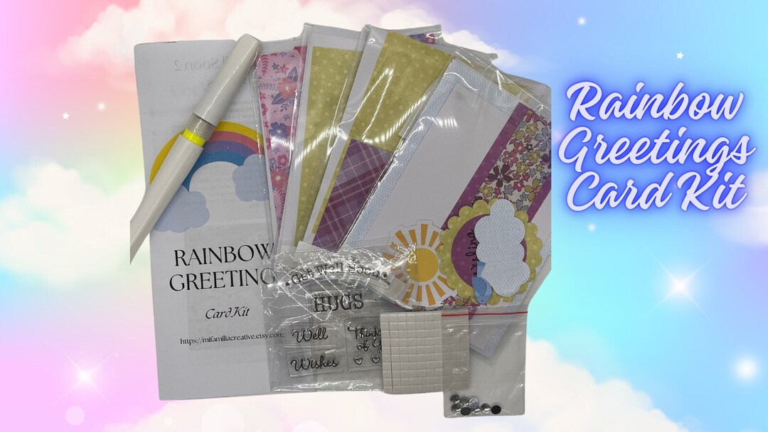 Rainbow Greetings Card Kit - Etsy