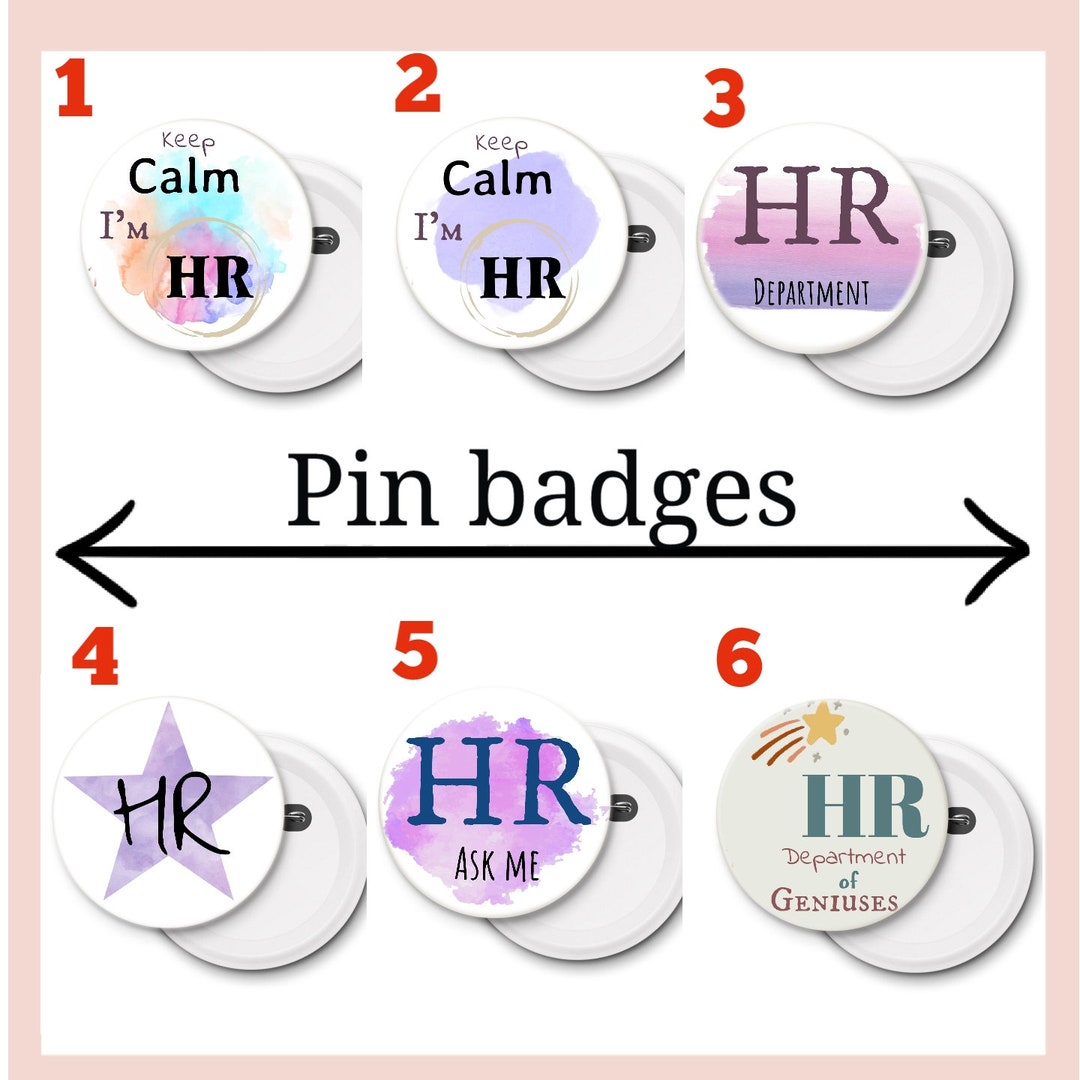 HR Button Pin Badge Human Resources Badges HR Work Pin HR - Etsy UK