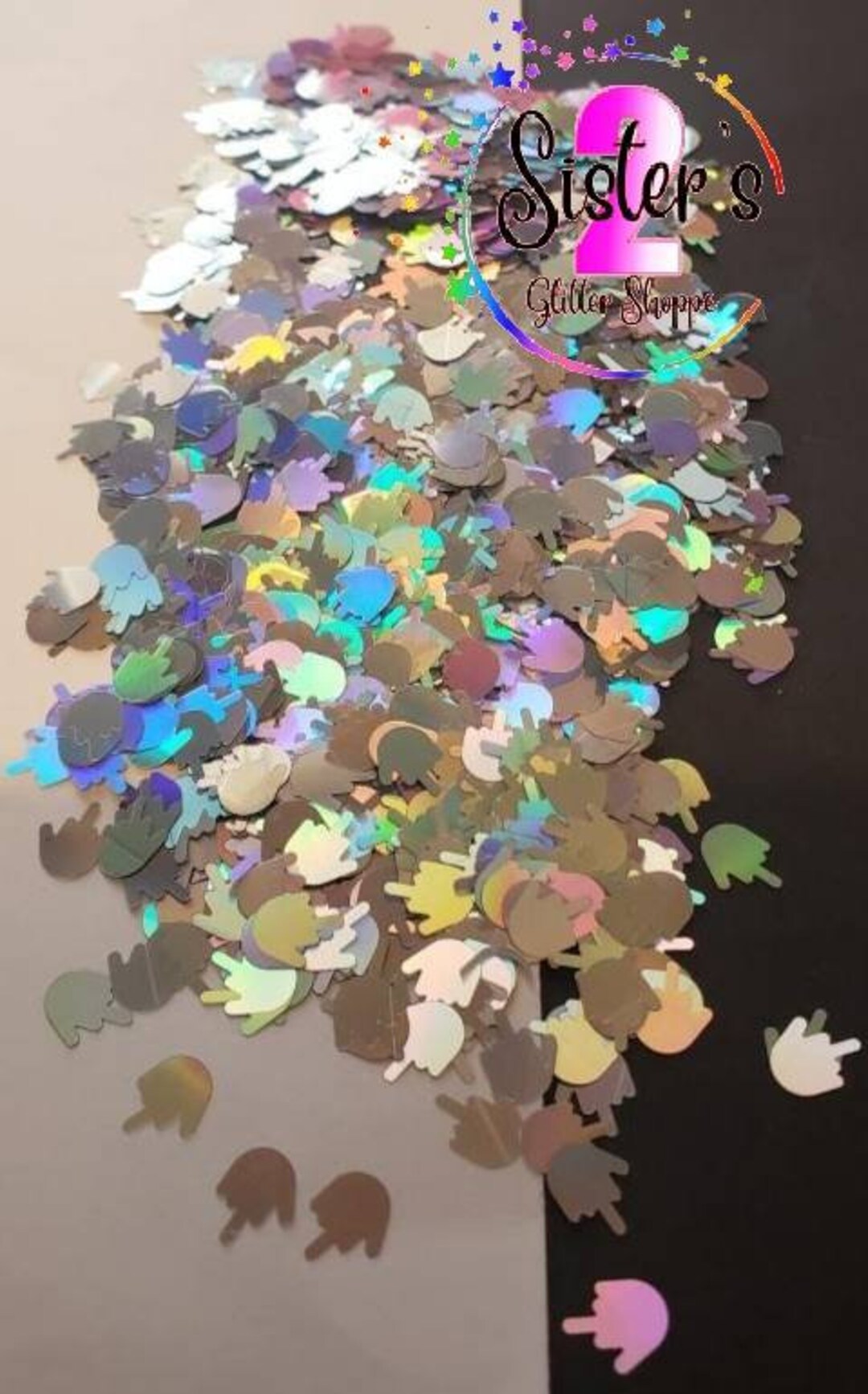 Holo Birdie ,silver Holographic Middle Finger Shaped Glitter, Shaped ...